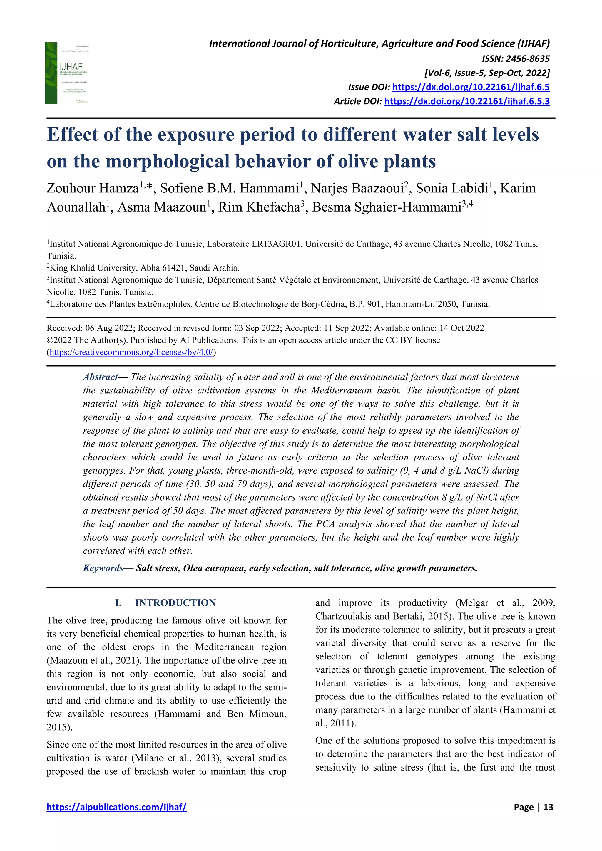 Effect of the exposure period to different water salt levels on the morphological behavior of ...