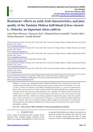 Rootstocks' effects on yield, fruit characteristics, and juice quality ...