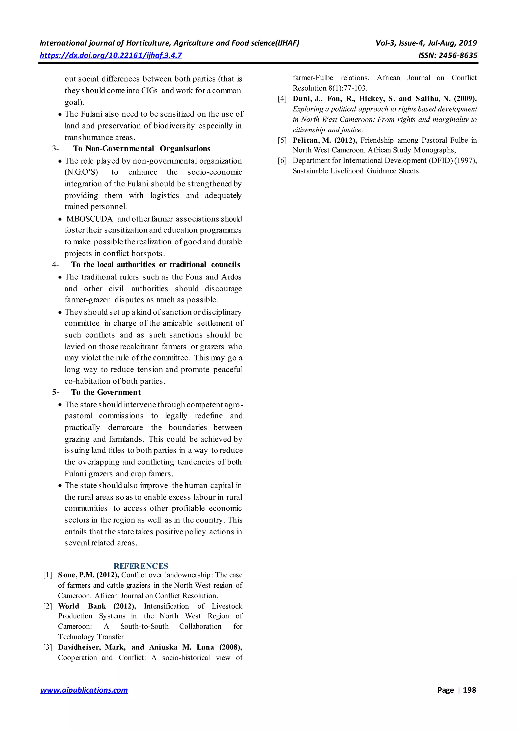 Fulani Sedentarisation in Santa Subdivision of the Northwest Region of ...