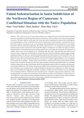 Fulani Sedentarisation in Santa Subdivision of the Northwest Region of ...