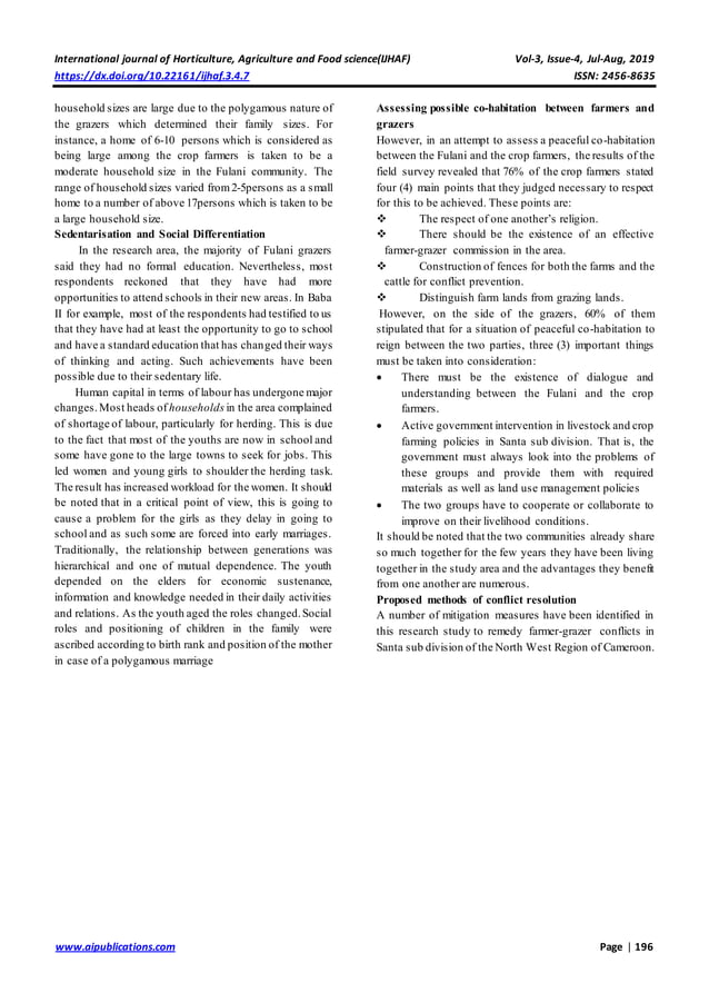 Fulani Sedentarisation in Santa Subdivision of the Northwest Region of ...