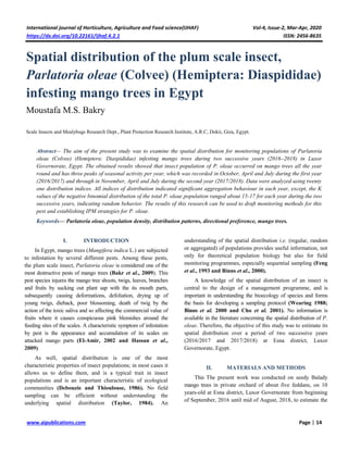 Spatial distribution of the plum scale insect, Parlatoria oleae (Colvee ...
