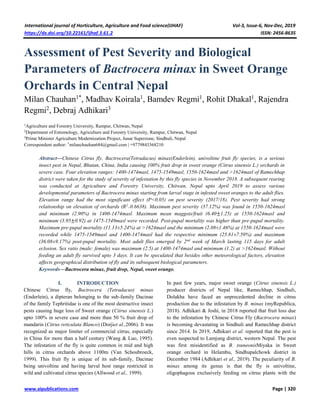 Assessment of Pest Severity and Biological Parameters of Bactrocera ...
