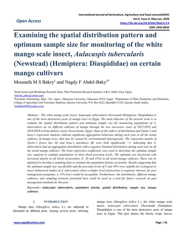 Examining the spatial distribution pattern and optimum sample size for ...