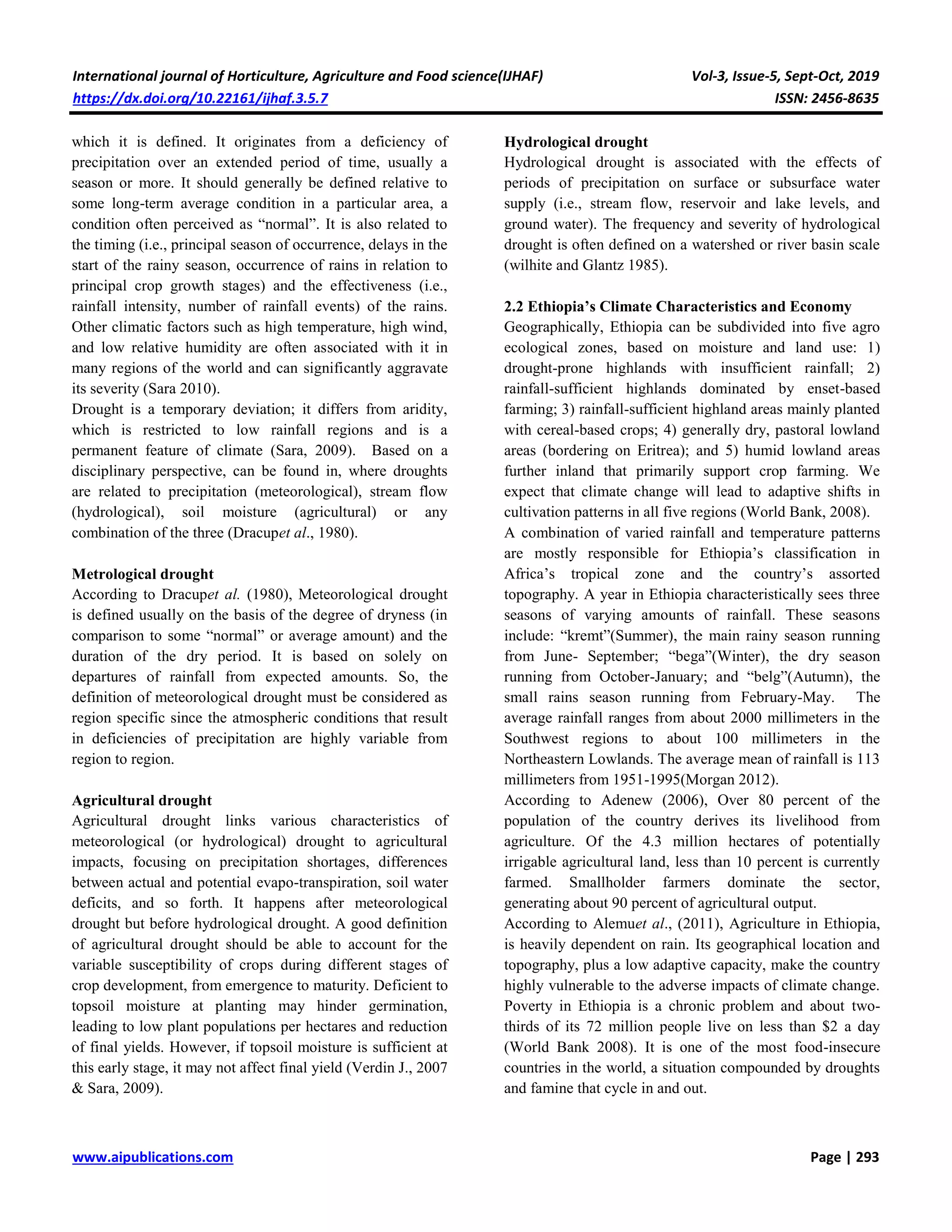 Review on the Cause and Effects of Recurrent Drought on Ethiopian ...