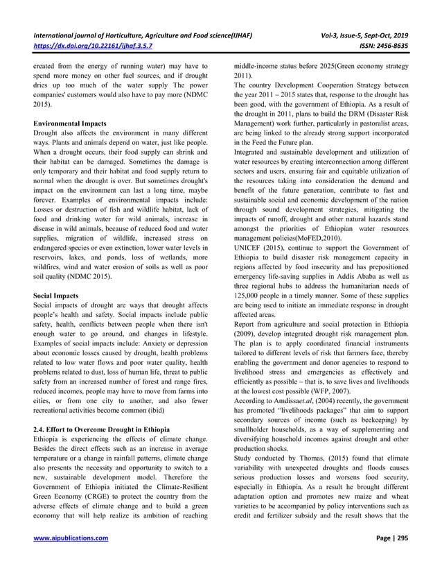 Review on the Cause and Effects of Recurrent Drought on Ethiopian ...