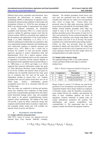 Optimization and Modeling of Energy Bars Based Formulations by Simplex Lattice Mixture Design | PDF