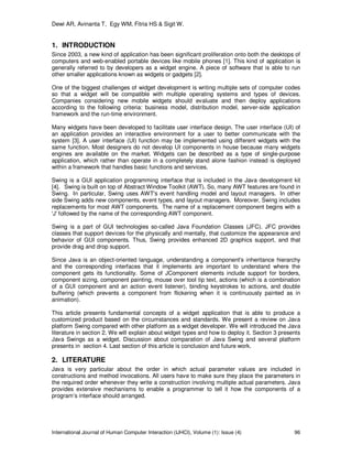 The Use of Java Swing’s Components to Develop a Widget | PDF ...