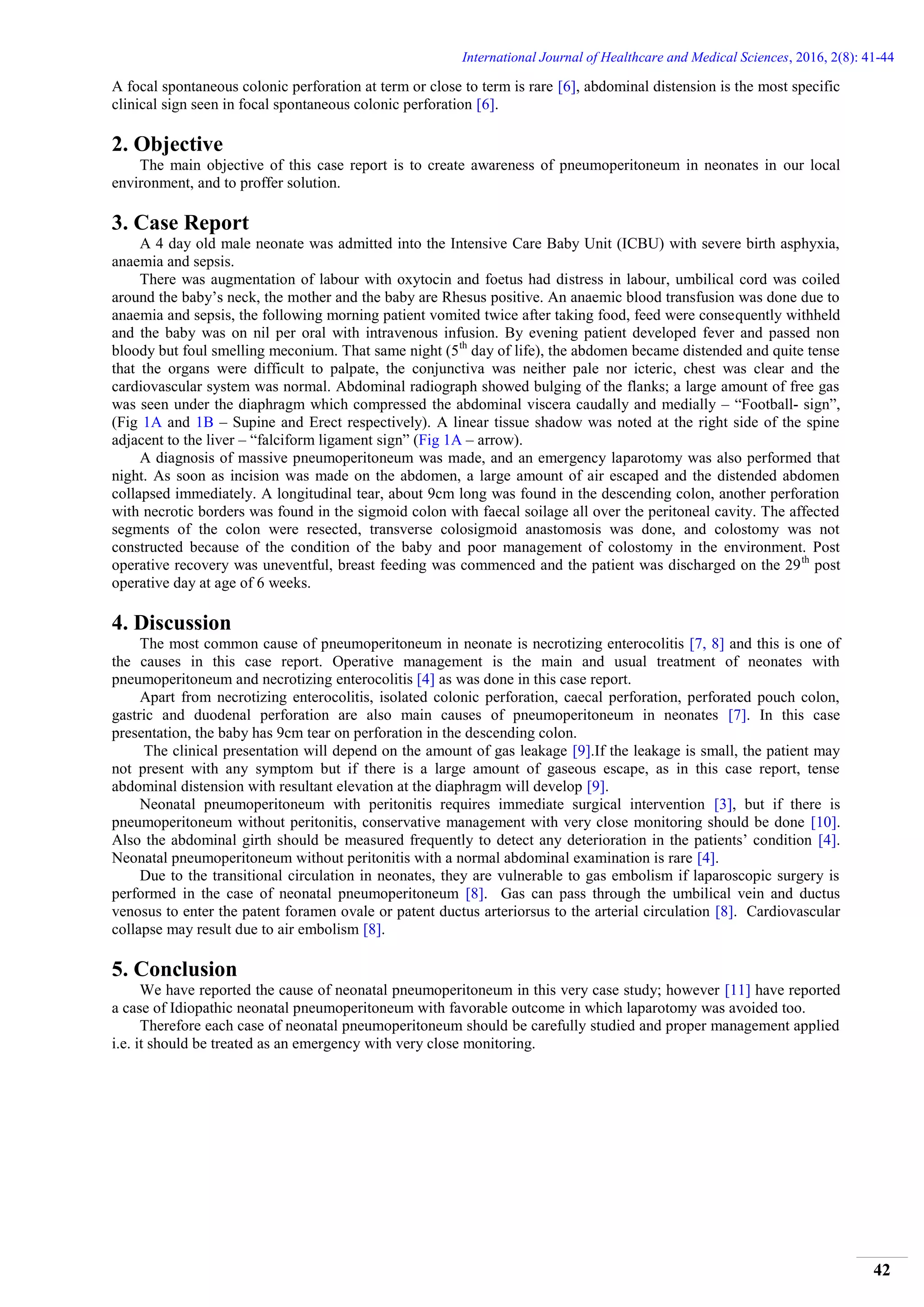 Massive Pneumoperitoneum in Neonate a Case Report in Owerri | PDF