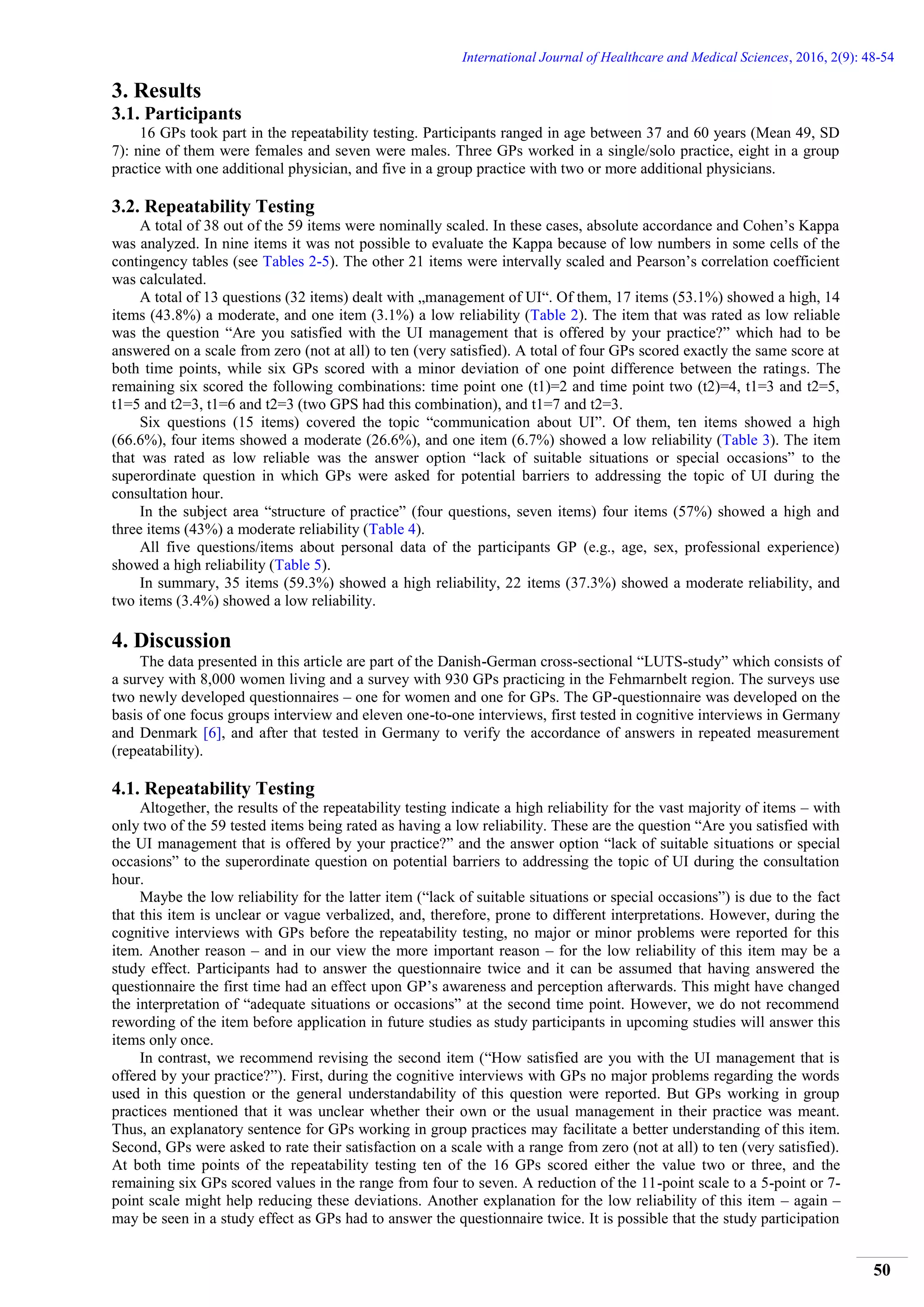 Reliability of a German Questionnaire about General Practitioners ...