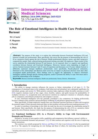 The Role of Emotional Intelligence in Health Care Professionals Burnout ...