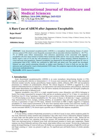 A Rare Case of ADEM after Japanese Encephalitis | PDF