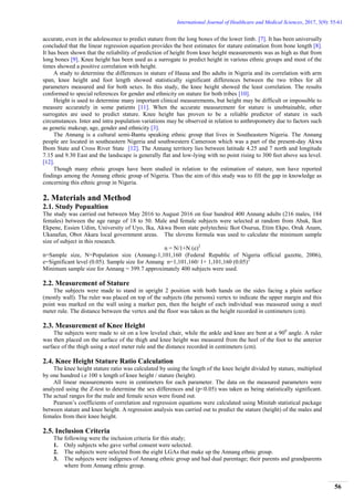 Estimation of Stature of the Annang Ethnic Group of Nigeria Using Knee ...