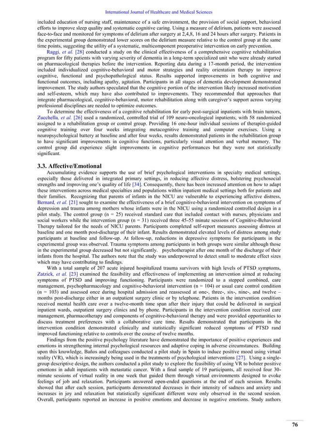 Psychological Interventions in Inpatient Medical Settings: A Brief ...