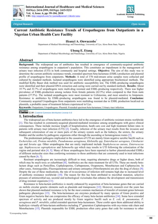 Current Antibiotic Resistance Trends of Uropathogens from Outpatients in a Nigerian Urban Health ...