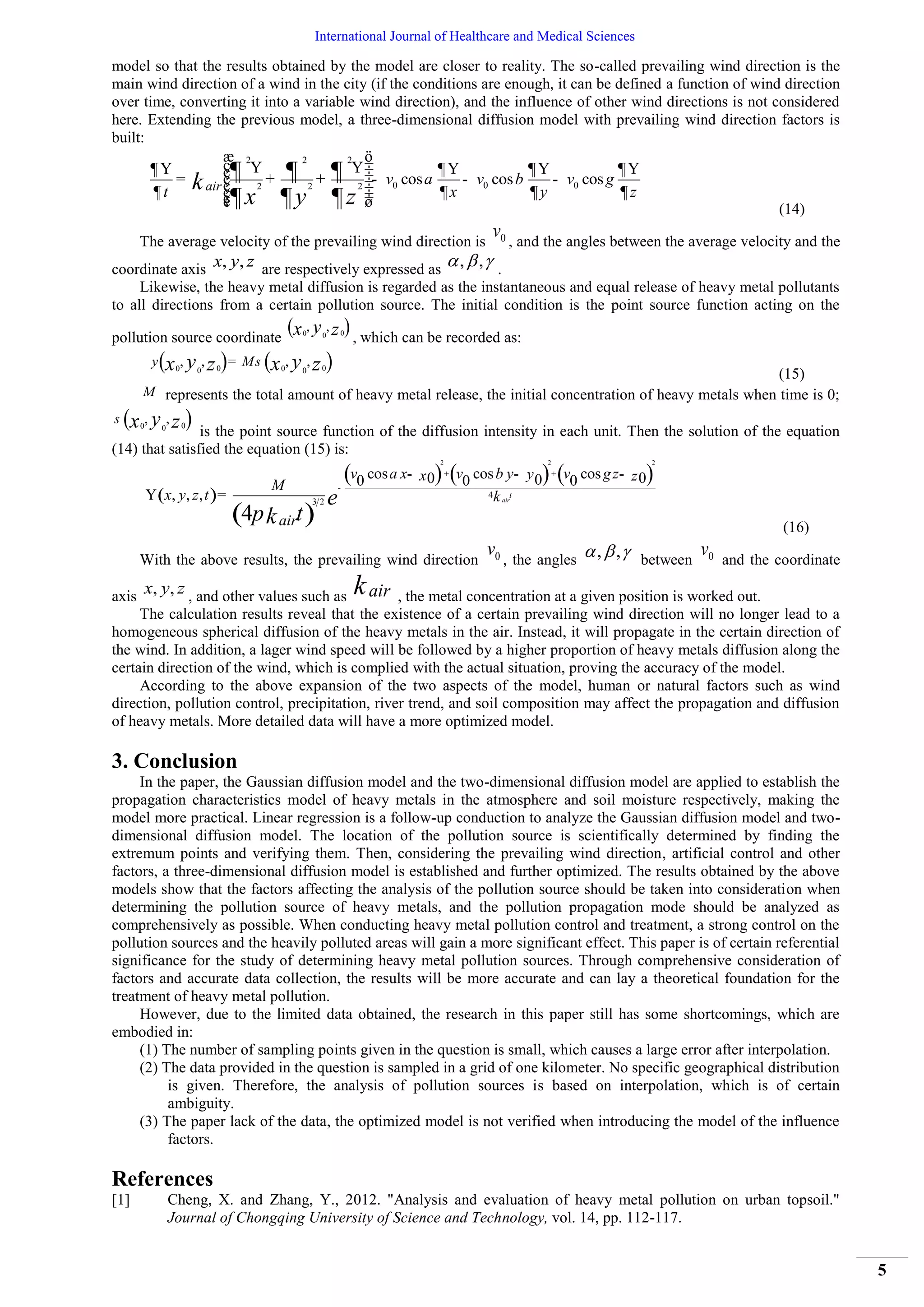 Analysis of Heavy Metal Pollution Based on Two-Dimensional Diffusion ...