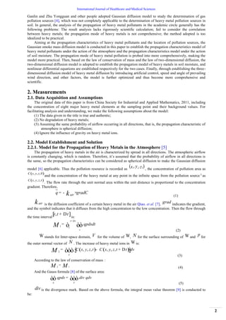 Analysis of Heavy Metal Pollution Based on Two-Dimensional Diffusion Model | PDF