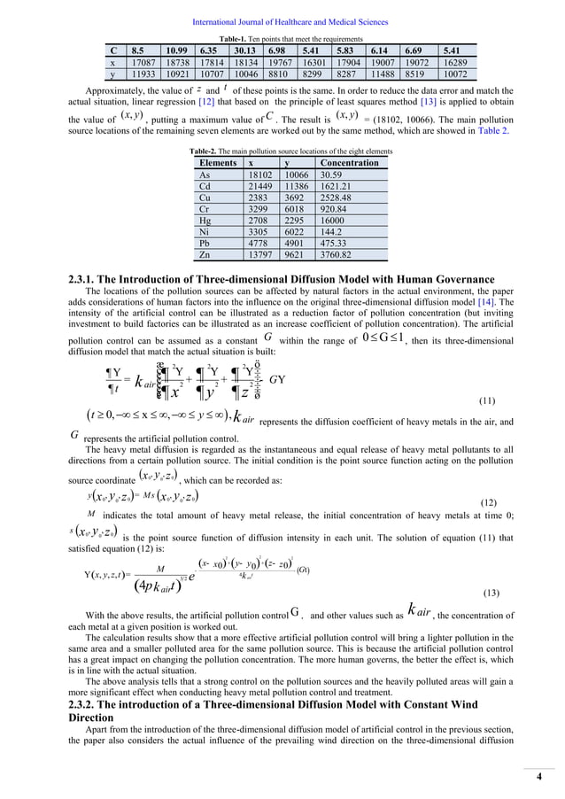 Analysis of Heavy Metal Pollution Based on Two-Dimensional Diffusion Model | PDF