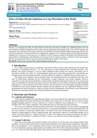 Effect of Sulfur Dioxide Inhalation on Lung Microbiota in Rat Model | PDF