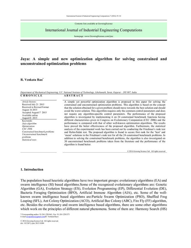 Imple And New Optimization Algorithm For Solving Constrained And Unconstrained Optimization