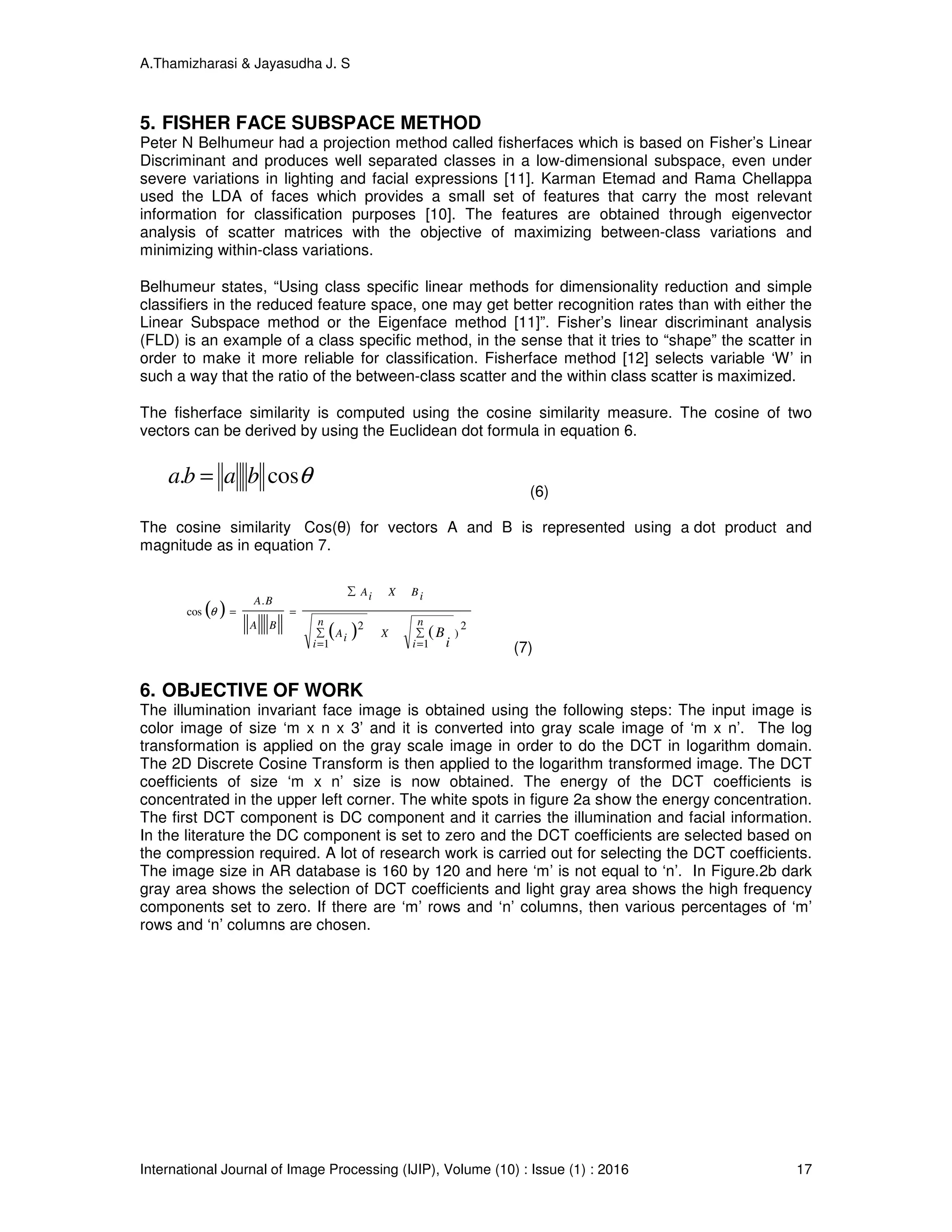 An Illumination Invariant Face Recognition By Selection Of Dct Coefficients Pdf