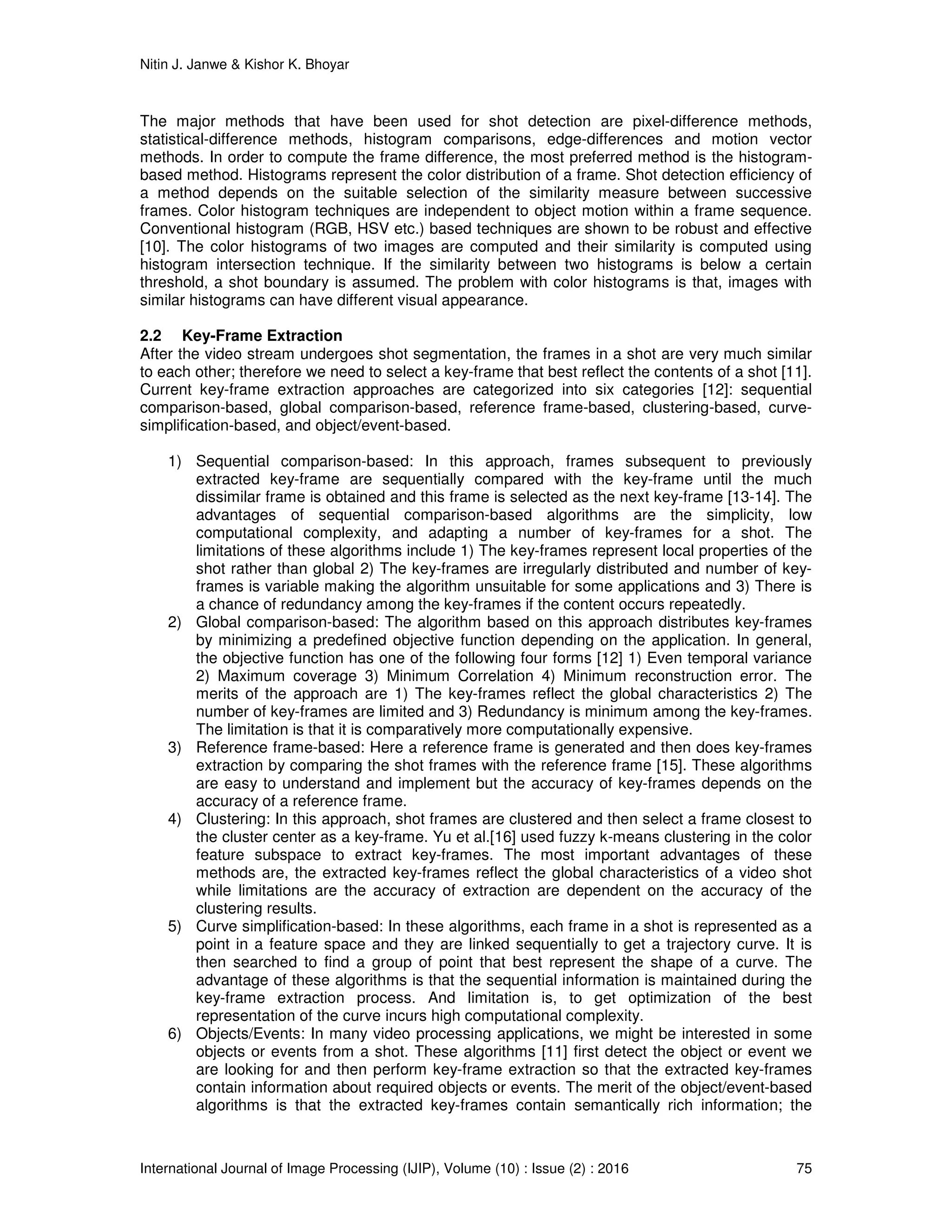 Video Key-Frame Extraction using Unsupervised Clustering and Mutual Comparison | PDF