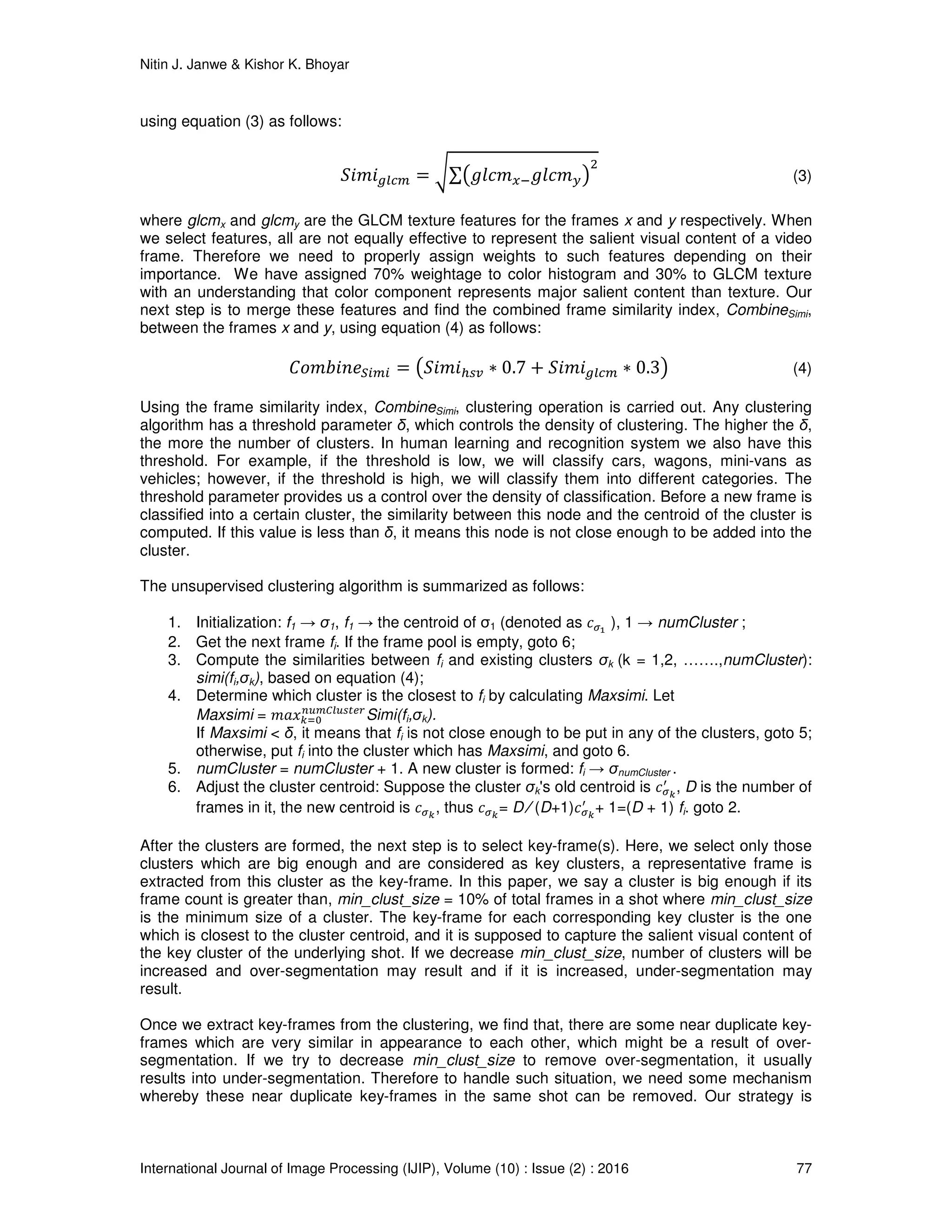Video Key-Frame Extraction using Unsupervised Clustering and Mutual Comparison | PDF