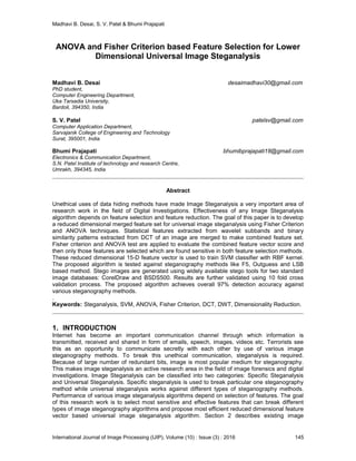 ANOVA and Fisher Criterion based Feature Selection for Lower Dimensional Universal Image ...
