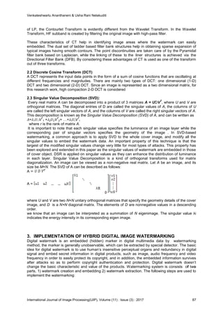 Hybrid Digital Image Watermarking using Contourlet Transform (CT), DCT and SVD | PDF