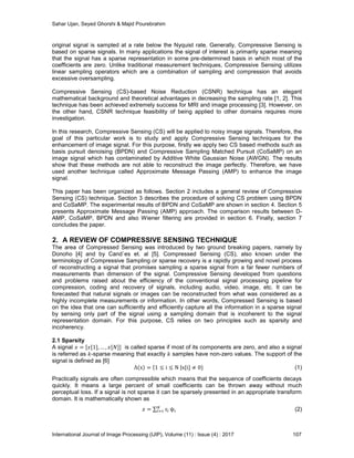 Comparative Study of Compressive Sensing Techniques For Image Enhancement | PDF