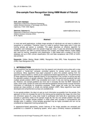 One-Sample Face Recognition Using HMM Model of Fiducial Areas | PDF