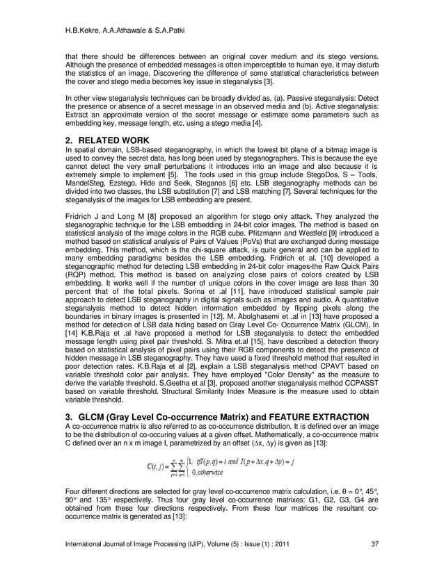 Steganalysis of LSB Embedded Images Using Gray Level Co-Occurrence Matrix | PDF