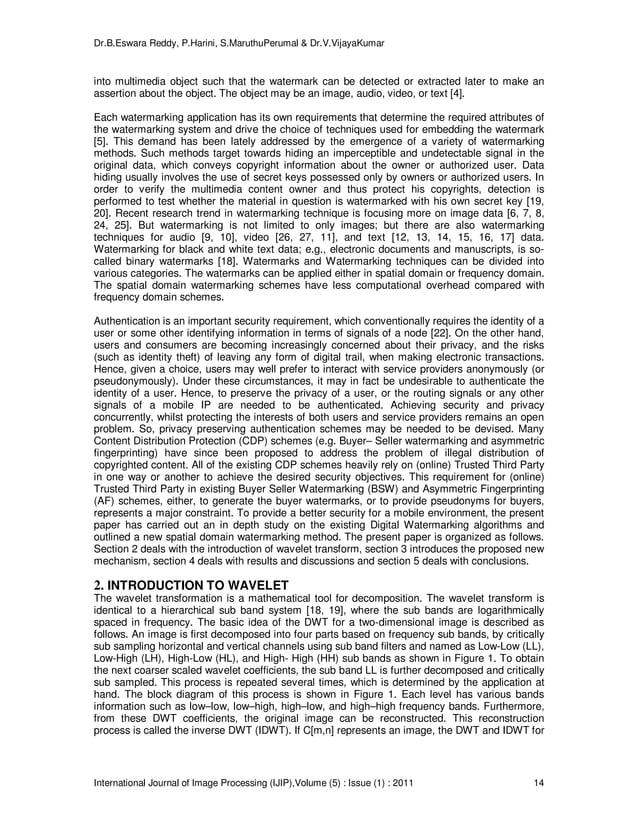 A New Wavelet based Digital Watermarking Method for Authenticated Mobile Signals | PDF