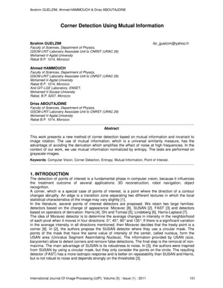 Corner Detection Using Mutual Information | PDF