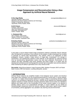 Image Processing Compression and Reconstruction by Using New Approach ...