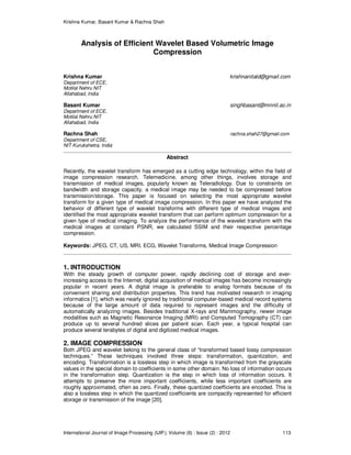Analysis of Efficient Wavelet Based Volumetric Image Compression | PDF