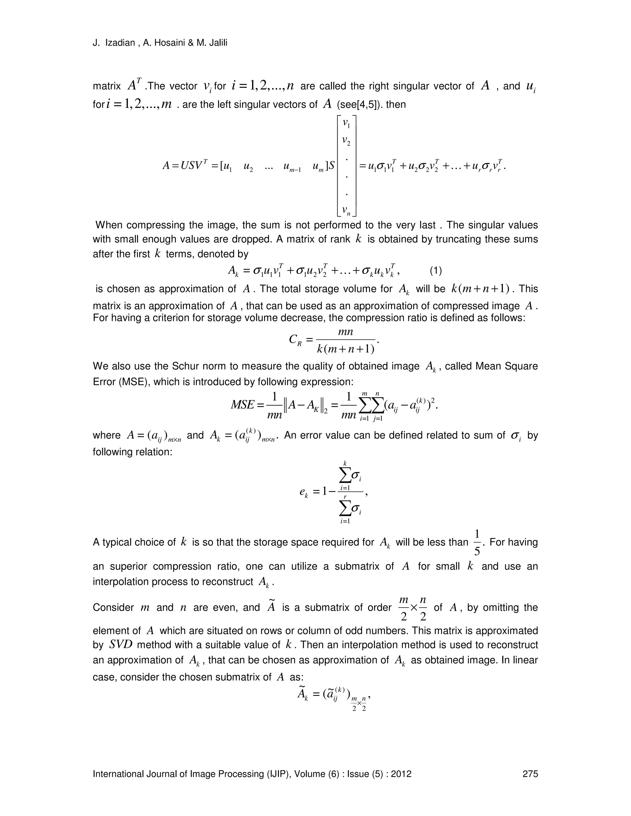 A Hybrid SVD Method Using Interpolation Algorithms for Image Compression | PDF