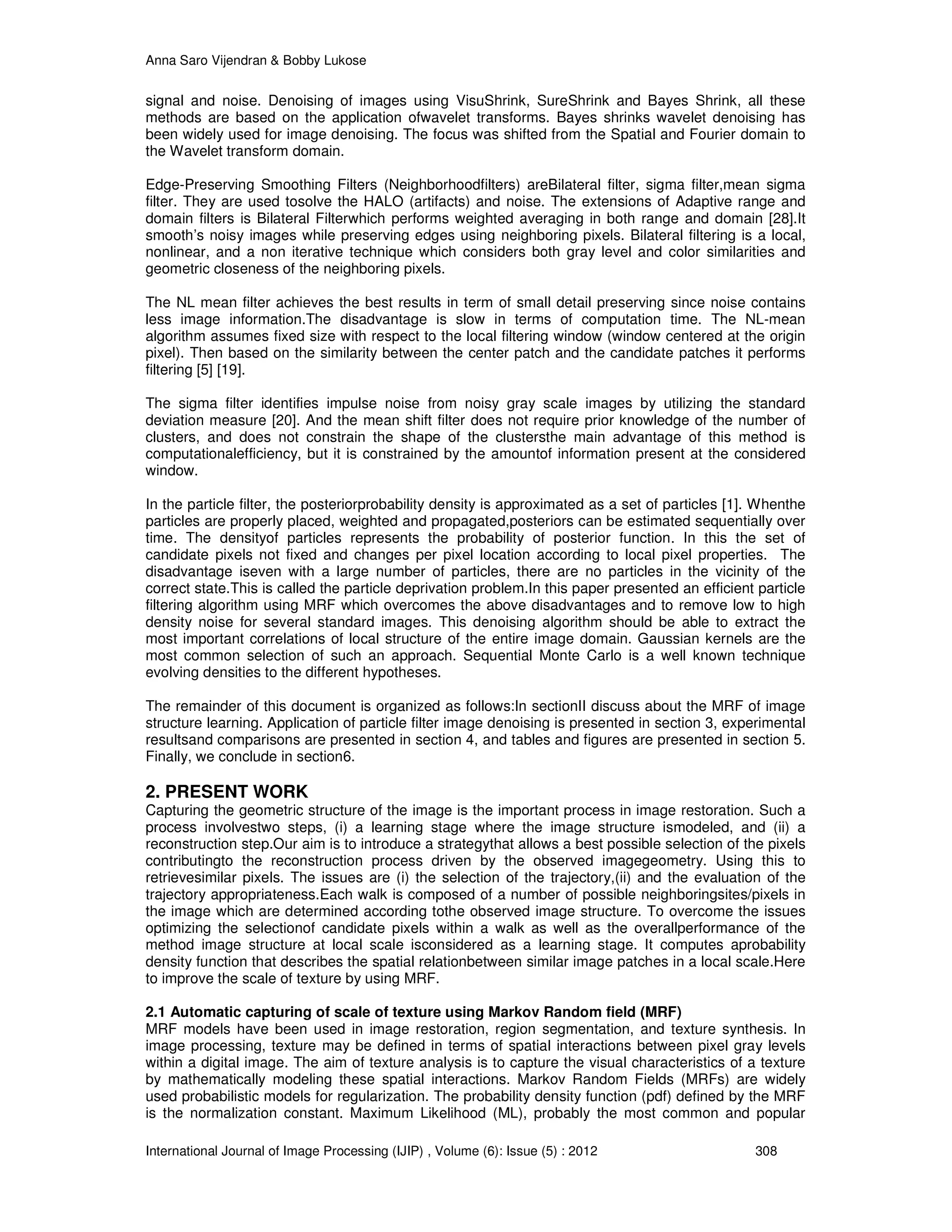 Image Restoration Using Particle Filters By Improving The Scale Of Texture With Mrf Pdf