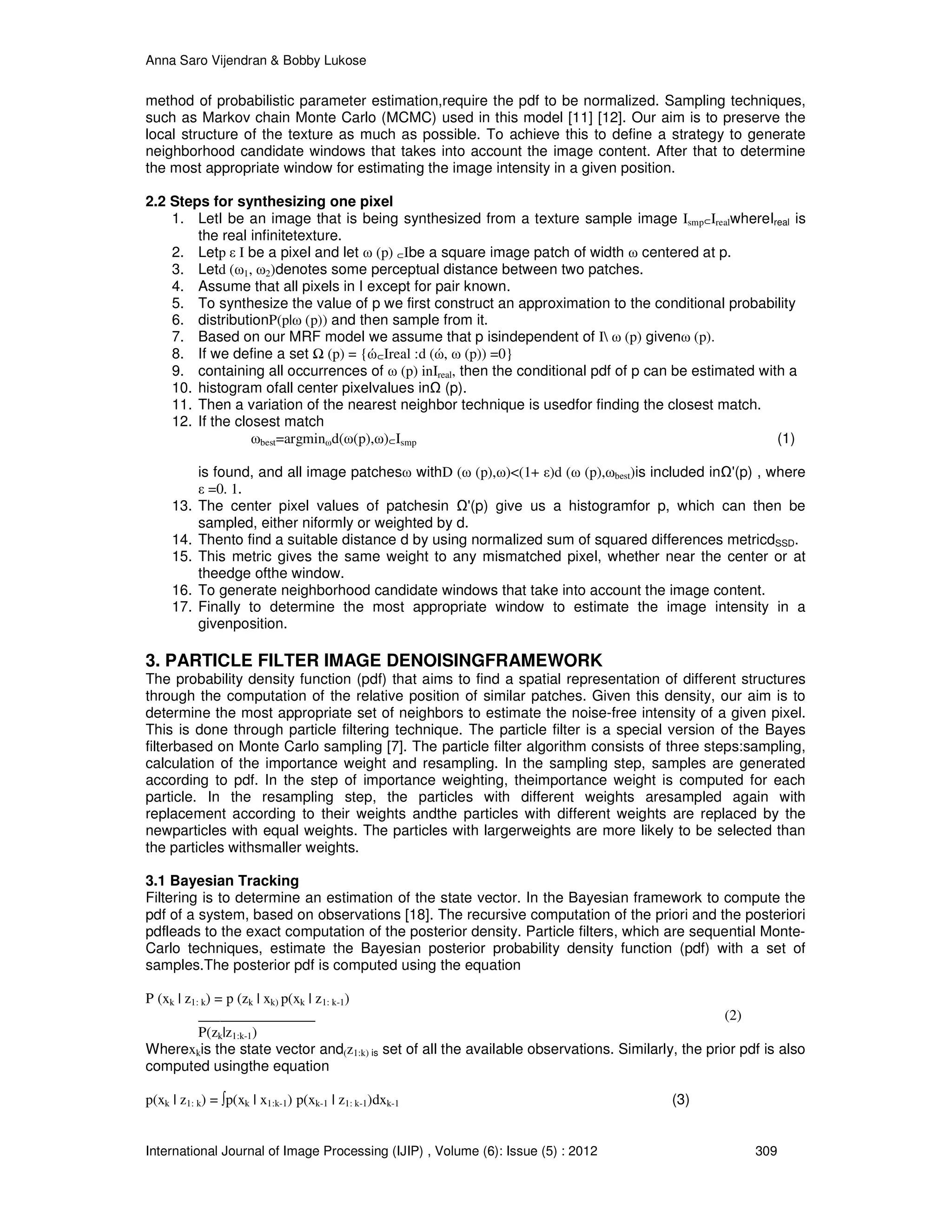 Image Restoration Using Particle Filters By Improving The Scale Of Texture With Mrf Pdf