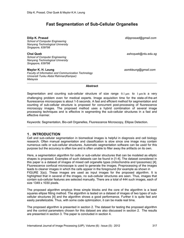 Fast Segmentation of Sub-cellular Organelles | PDF