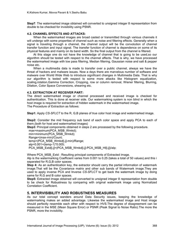 Color Image Watermarking using Cycle Spinning based Sharp Frequency Localized Contourlet ...