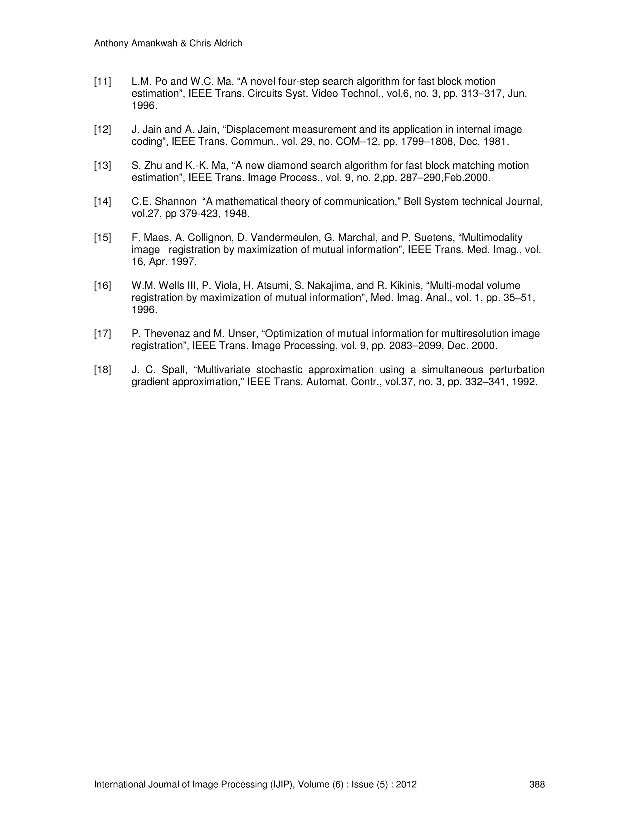 Robust Block-Matching Motion Estimation of Flotation Froth Using Mutual ...