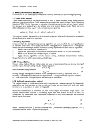 Image Inpainting Using Cloning Algorithms | PDF