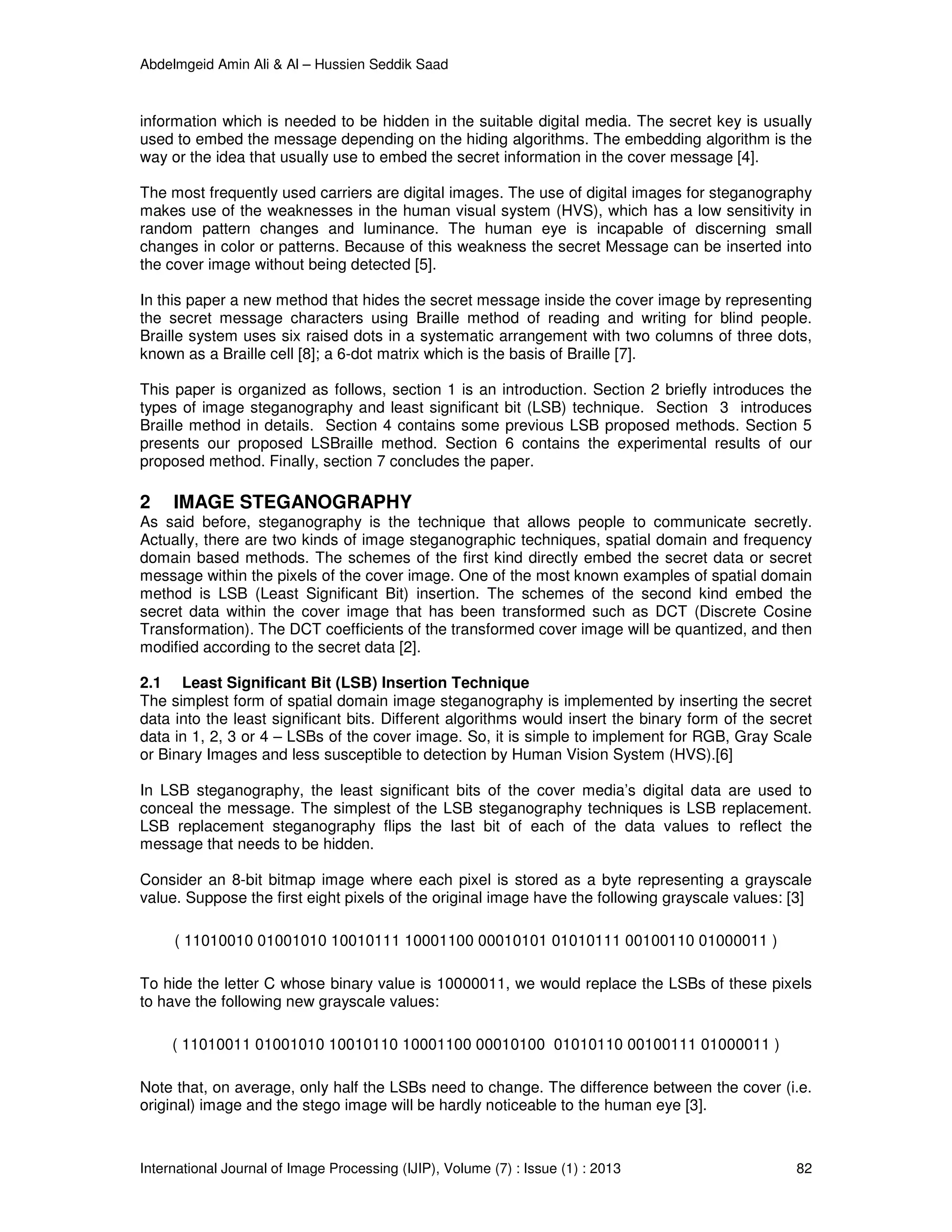 Image Steganography Technique By Using Braille Method of Blind People ...