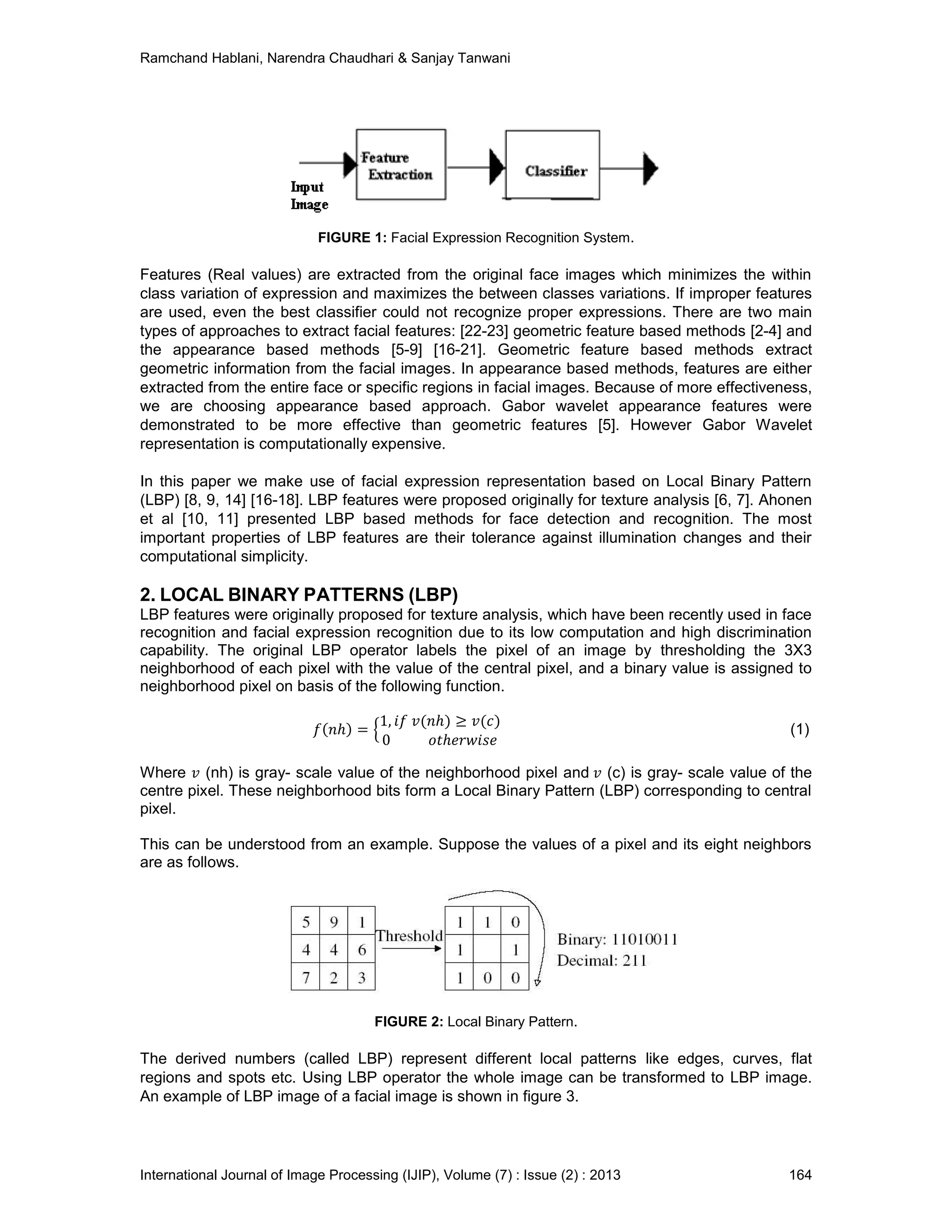 Recognition Of Facial Expressions Using Local Binary Patterns Of Important Facial Parts Pdf 5511