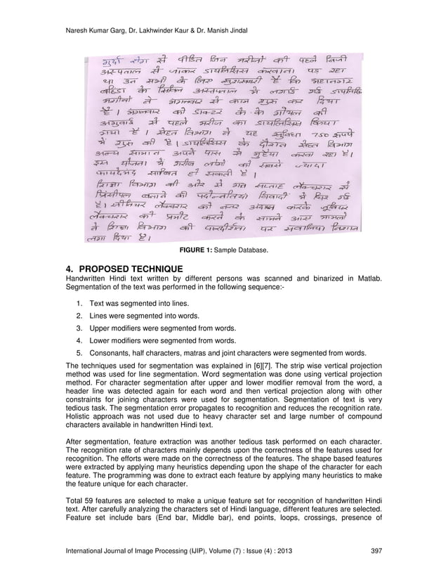 Recognition of Offline Handwritten Hindi Text Using SVM | PDF