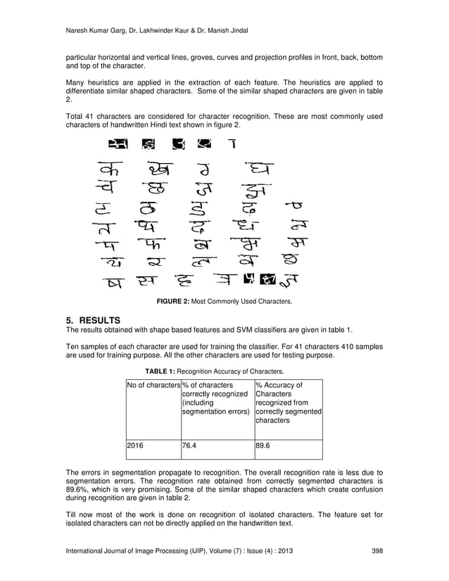 Recognition of Offline Handwritten Hindi Text Using SVM | PDF
