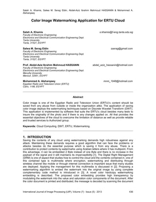 Color Image Watermarking Application for ERTU Cloud | PDF | Technology & Computing