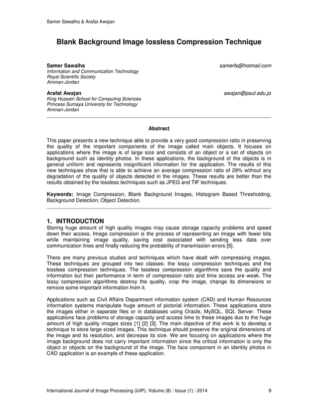 Blank Background Image Lossless Compression Technique | PDF