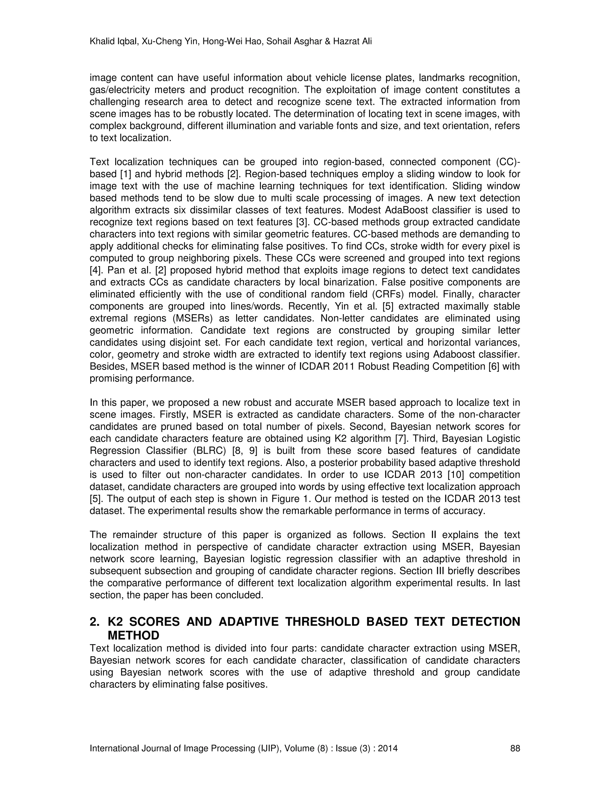 K2 Algorithm Based Text Detection With An Adaptive Classifier Threshold Pdf